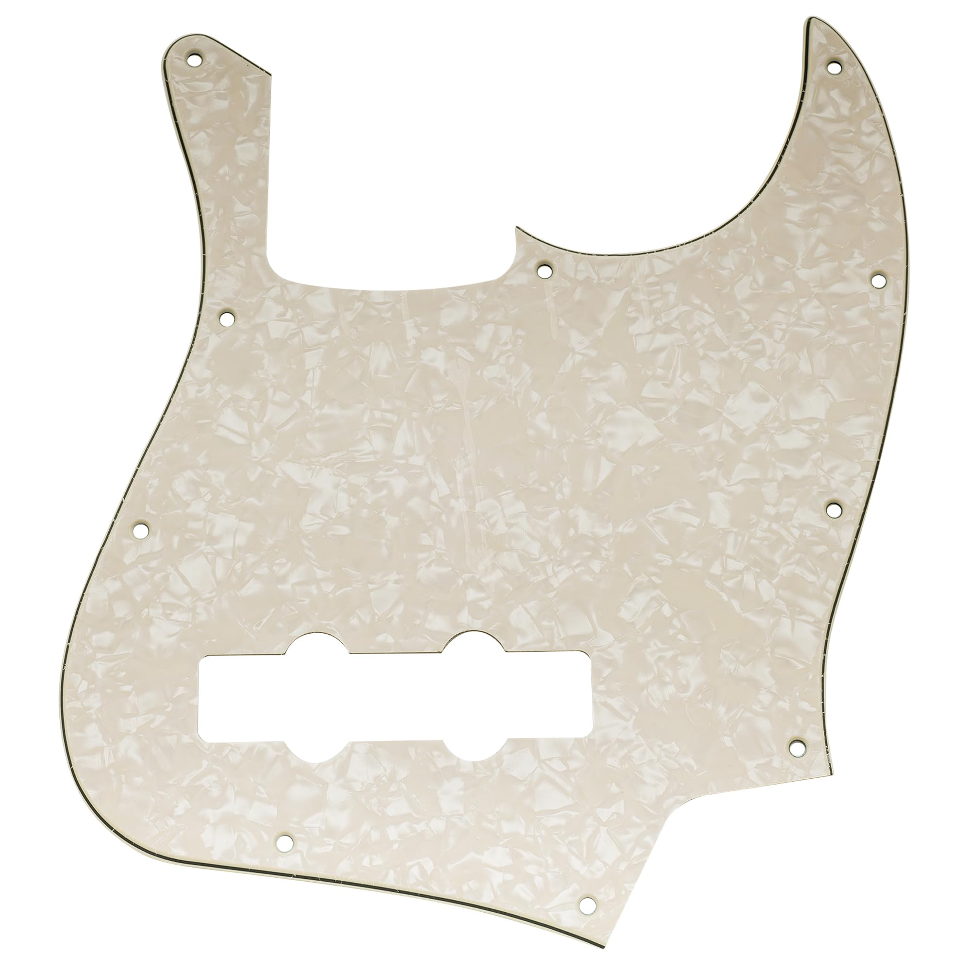 Musiclily 10 Hole Jazz Bass Pickguard J Bass Pick Guards for Fender USA/Mexican Made Standard Jazz Bass Guitar, 4Ply Parchment Pearl