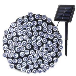 qedertek outdoor solar string lights, 72ft 200 led cool white fairy decorative christmas lights seasonal lighting for indoor, home, garden, porch, patio, party and holiday decoration, waterproof