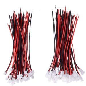 Letool 30 Pairs JST 1.25mm 2 Pin Micro Male Female Connector Plug with Red Black Wire Cable 80mm