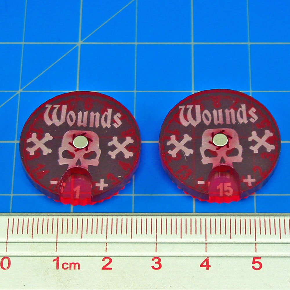 LITKO #1-15 Wound Dials Compatible with Warhammer: Age of Sigmar 1st & 2nd Edition (Magnetic Assembly)