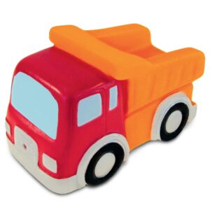 DolliBu Dump Truck Bath Buddy Squirter - Floating Truck Rubber Bath Toy, Fun Water Squirting Bathtime Play for Toddlers, Cute Construction Vehicle Toy for The Bathtub, Beach, & Pool for Girls & Boys