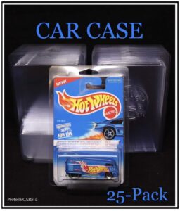 protech sscars-2 storage/display space saver car case for carded hot wheels, 4.25" w x 6.5" h x 1.25" d, 25-pack