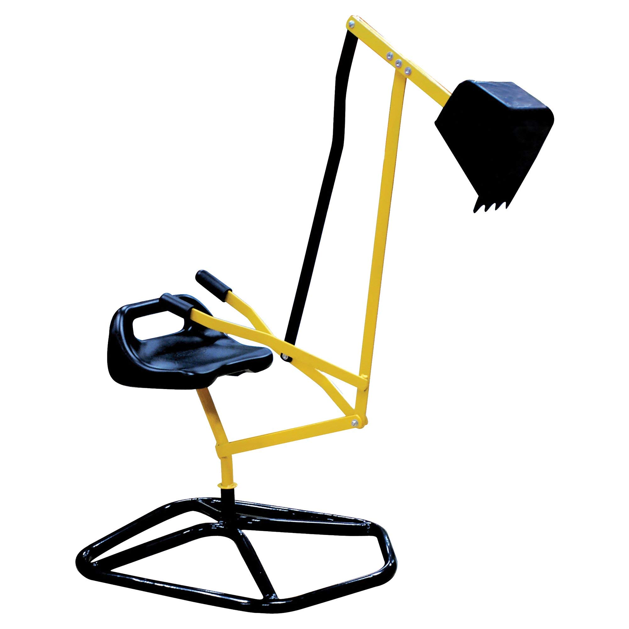 Ride on Crane Digger w Stabilizing Base- Kids Outdoor Digging Excavator Play Toy or Xmas Gift- Swing & Scooper Grab Function, Rotation Seat Goes 360 Degrees Around- Use in Backyard Sandbox, Dirt, Snow