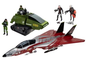 g.i. joe 50th anniversary crimson strike set with cobra scythe & gi joe chimera & 4 action figures (2015 sdcc comic-con exclusive)