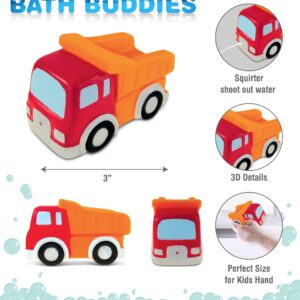 DolliBu Dump Truck Bath Buddy Squirter - Floating Truck Rubber Bath Toy, Fun Water Squirting Bathtime Play for Toddlers, Cute Construction Vehicle Toy for The Bathtub, Beach, & Pool for Girls & Boys