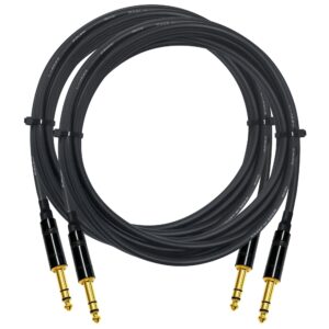 2 units - 10 foot - canare l-4e6s star quad, patch cable terminated with neutrik-rean nys ¼ inch (6.35mm) gold trs stereo phone plugs - custom made by worlds best cables.