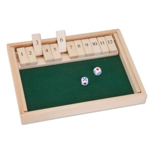 bits and pieces - large shut the box game - 3-in-1 board game - 12 dice board game - wooden pub tabletop game box - 2 dice included