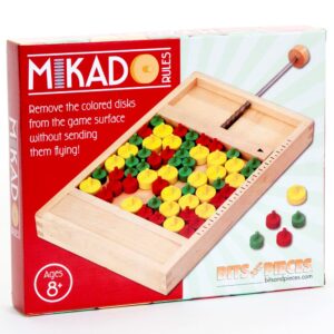 Bits and Pieces - Mikado Rules Wooden Board Game-A Classic Wooden Land Mine Board Game Family Game - Board Measures 11-1/2'' x 7''