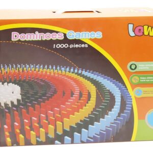 Lewo 1000 PCS Dominoes Set for Kids Wooden Building Blocks Bulk Dominoes Racing Tile Games with Extra 11 Add-on Blocks and Storage Bag