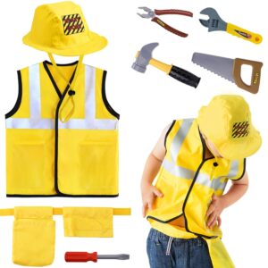 iplay, ilearn kids construction costumes, toddler worker dress up clothes, boys pretend builder career outfit, halloween role play toys, tool belt vest hat, party birthday gift 3 4 5 6 years old child