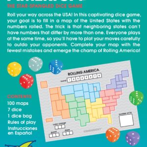 Gamewright Rolling America, The Star Spangled Dice Action Game Multi-colored, 5",96 months to 192 months