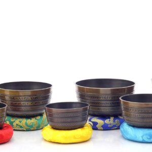 Sets 7 Sets of Meditation Bowls-Chakra Healing Tibetan Singing Bowl From Nepal (Brown colored)