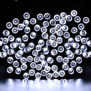 Qedertek Outdoor Solar String Lights, 72ft 200 LED Cool White Fairy Decorative Christmas Lights Seasonal Lighting for Indoor, Home, Garden, Porch, Patio, Party and Holiday Decoration, Waterproof