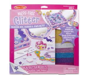 melissa & doug mess-free glitter treasure box, mirror and jewelry set