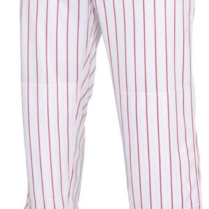 Rawlings | PRO 150 Series Baseball Pants | Adult X|Large | Pinstripes | White / Scarlet | Relaxed Fit