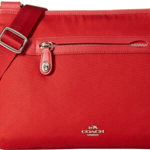 Coach Small Nylon Crossbody Shoulder Bag Style 36707 (Silver/True Red)