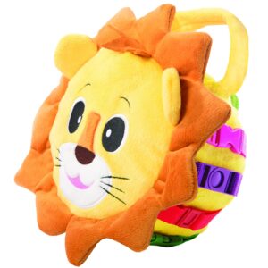 buckle toys - benny lion - toddler plush activity toy stuffed animal - great for homeschool or preschool - fine motor skill and cognitive skill development - zipper storage