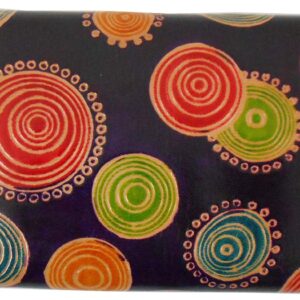 Circles Design Genuine 100% Pure leather Embossed Handmade Colorful Shantiniketan Hand Purse in Blue