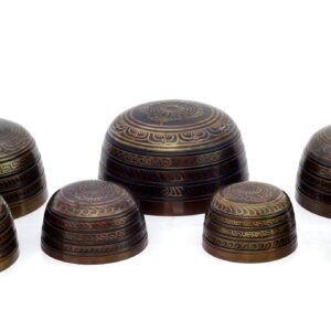 Sets 7 Sets of Meditation Bowls-Chakra Healing Tibetan Singing Bowl From Nepal (Brown colored)