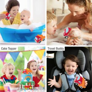 DolliBu Dump Truck Bath Buddy Squirter - Floating Truck Rubber Bath Toy, Fun Water Squirting Bathtime Play for Toddlers, Cute Construction Vehicle Toy for The Bathtub, Beach, & Pool for Girls & Boys