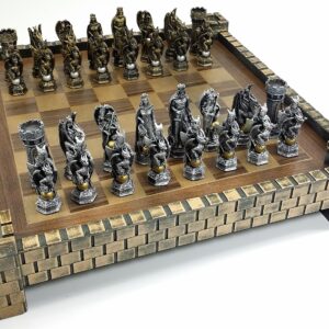 HPL King Arthur Camelot Knights Medieval Times Dragon Fantasy Chess Set W Castle Board 17"