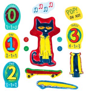 little folk visuals pete the cat and his four groovy buttons precut flannel/felt board figures, 14 pieces set