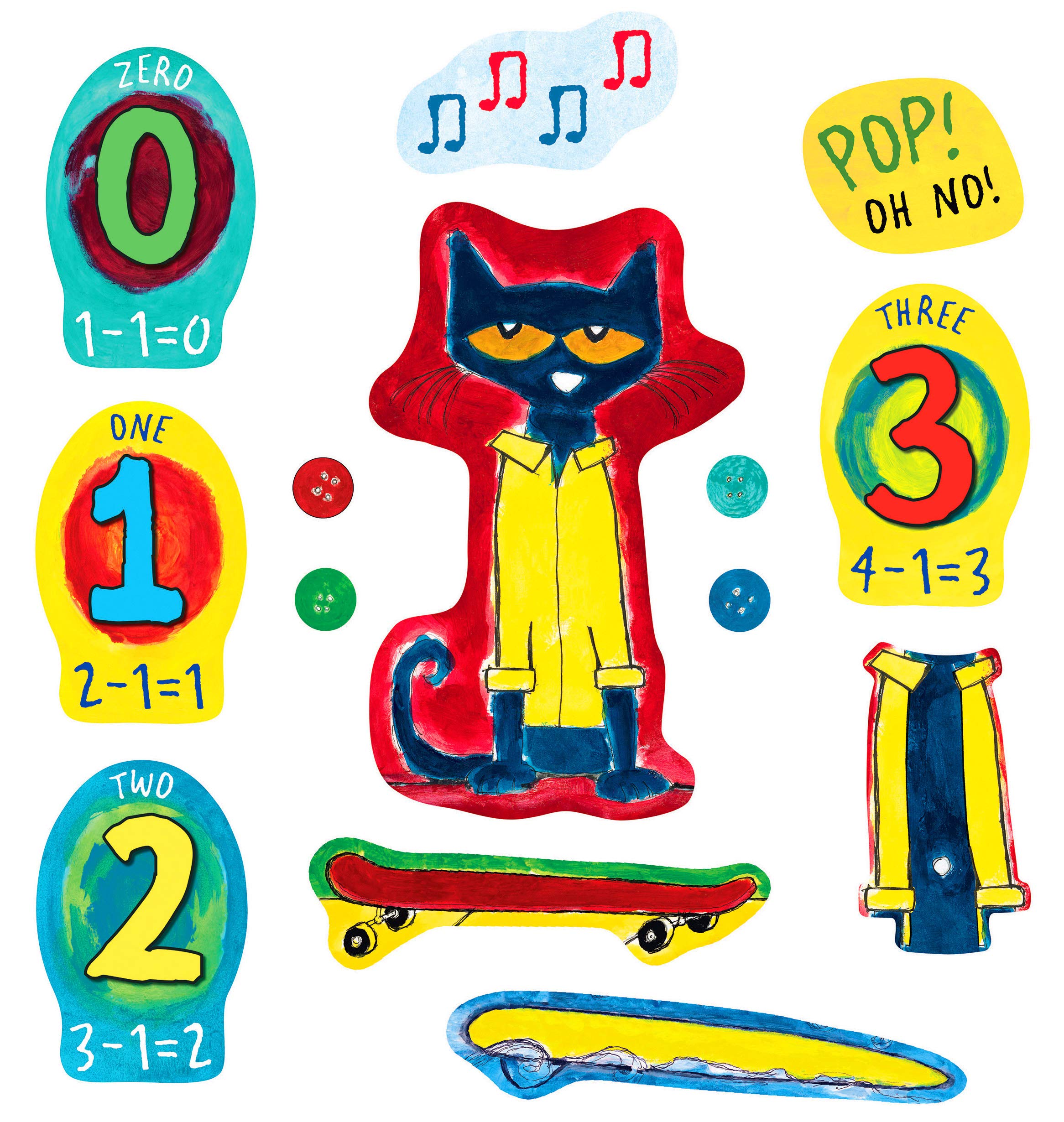 Little Folk Visuals Pete The Cat and His Four Groovy Buttons Precut Flannel/Felt Board Figures, 14 Pieces Set