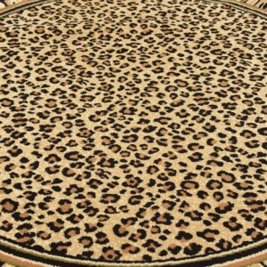 Unique Loom Wildlife Collection Animal Inspired with Cheetah Bordered Design Area Rug, 8 ft, Ivory/Black