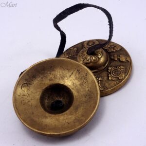 Hand Tuned to Key of Om - 2.75" Tingsha Tibetan Bell (Chimes) Buddhist Lucky Symbols (Medium)