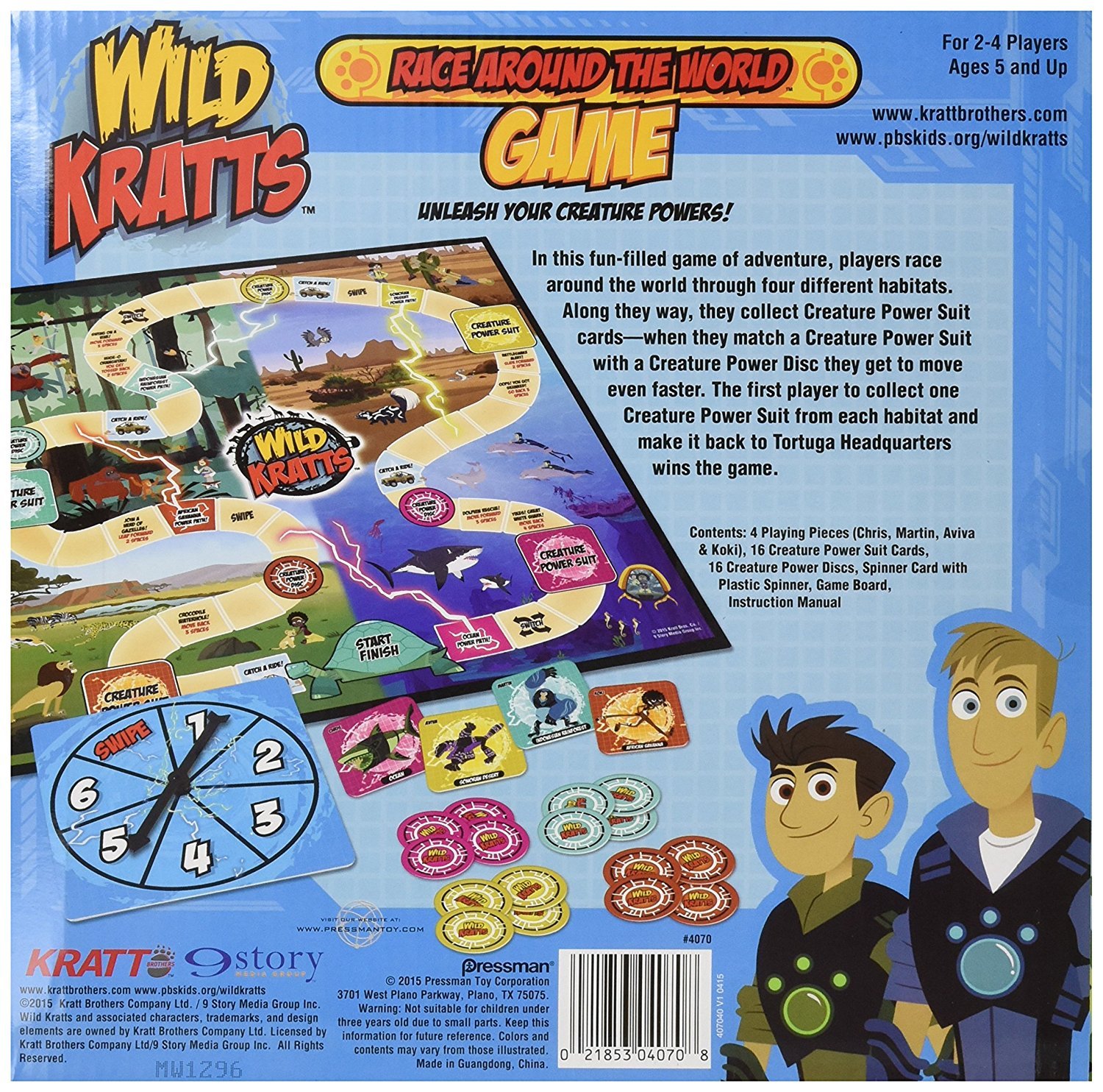 Pressman Wild Kratts Race Around the World Board Game Multicolor, 5"