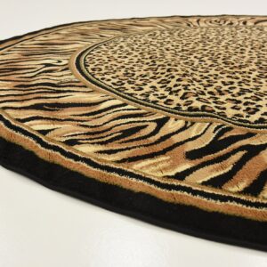 Unique Loom Wildlife Collection Animal Inspired with Cheetah Bordered Design Area Rug, 8 ft, Ivory/Black