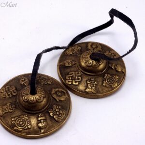 Hand Tuned to Key of Om - 2.75" Tingsha Tibetan Bell (Chimes) Buddhist Lucky Symbols (Medium)