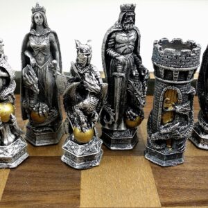 HPL King Arthur Camelot Knights Medieval Times Dragon Fantasy Chess Set W Castle Board 17"