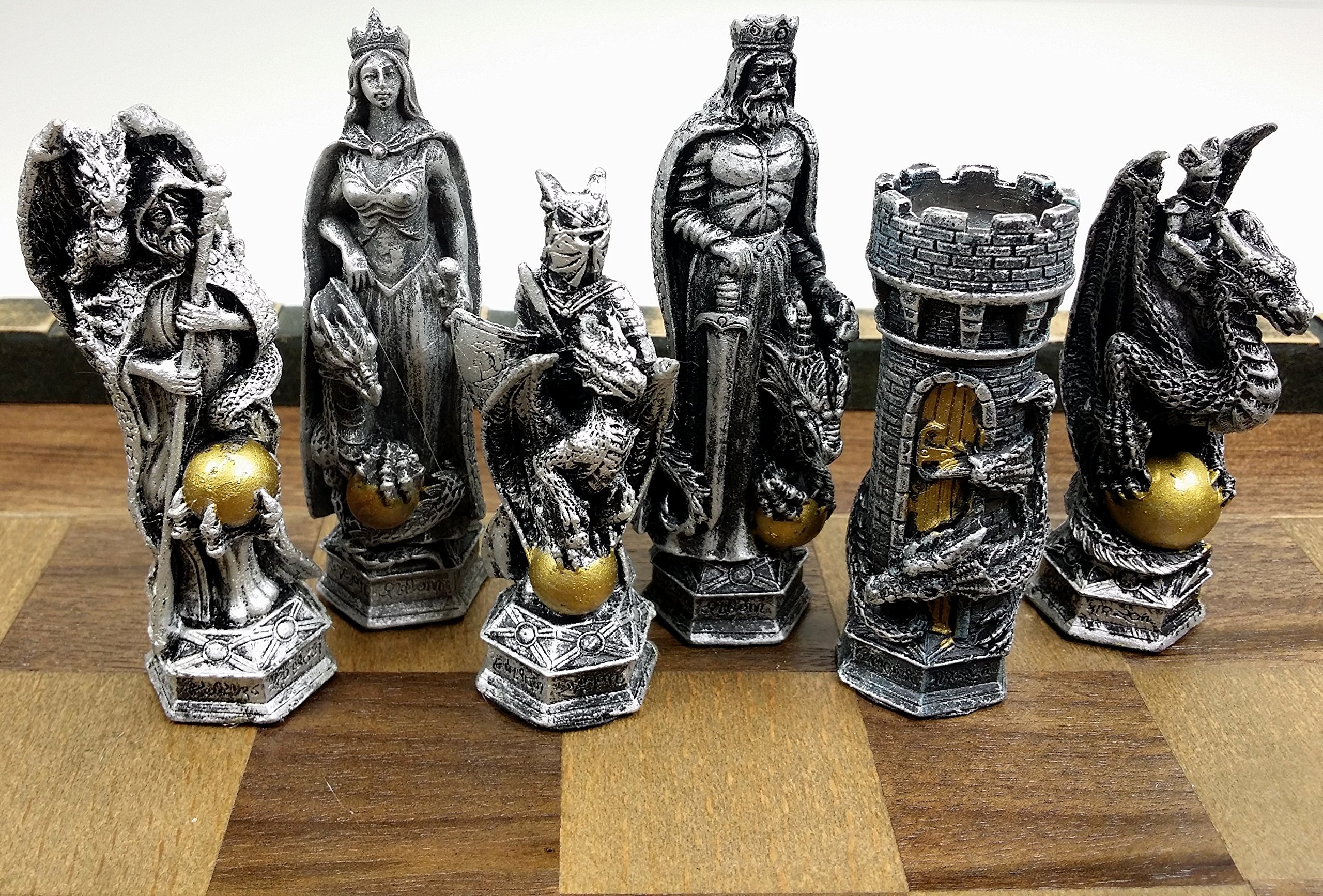 HPL King Arthur Camelot Knights Medieval Times Dragon Fantasy Chess Set W Castle Board 17"