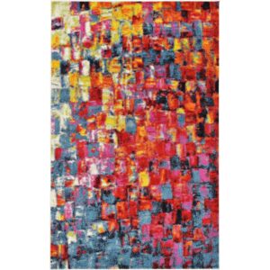 unique loom lyon collection bright modern abstract area rug, 5 ft x 8 ft, multi/blue