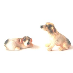 Set of 2 Miniature Dogs (Fairy Garden Accessory) 1.12 Scale One is Sitting One is Laying Down