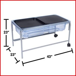 edxeducation Sand and Water Table Set - Water Sensory Table for Kids - 23”H - Tubular Steel Frame - Includes 2 Mini Tuff Trays and Plug - Indoor and Outdoor