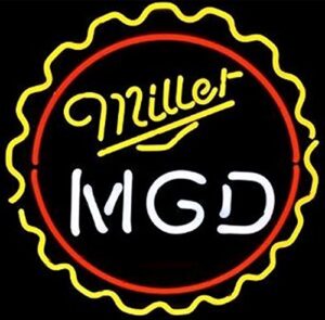 !super bright! new miller mgd sign handcrafted real glass neon light sign home beer bar pub recreation room game room windows garage wall sign 19x15 inches