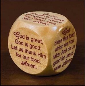 wooden mealtime prayer cube for children and families