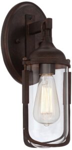 franklin iron works anselda vintage industrial outdoor wall light fixture bronze steel 15" clear glass edison bulb for exterior house porch patio outside deck garage yard front door garden home