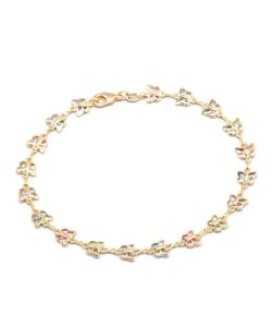 barzel 18k gold plated multi color butterfly anklet for women - made in brazil (ank1187)