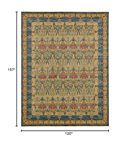 Unique Loom Edinburgh Collection Area Rug - Canmore (10'x 13' 1" Rectangle, Navy Blue/ Tan)