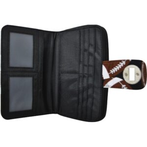 Football Print Quilted Twist Lock Wallet