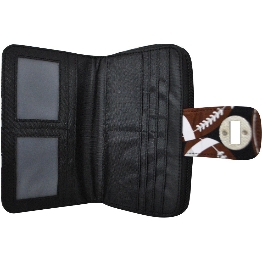 Football Print Quilted Twist Lock Wallet