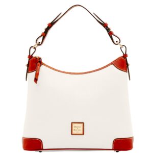 dooney & bourke women's hobo shoulder bag in pebble grain leather, large handbag with adjustable shoulder strap, white