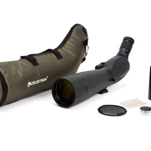 Celestron – TrailSeeker 80mm Angled Spotting Scope – Fully Multi-Coated XLT Optics – 20-60x Zoom Eyepiece – Waterproof & Fogproof – Rubber Armored