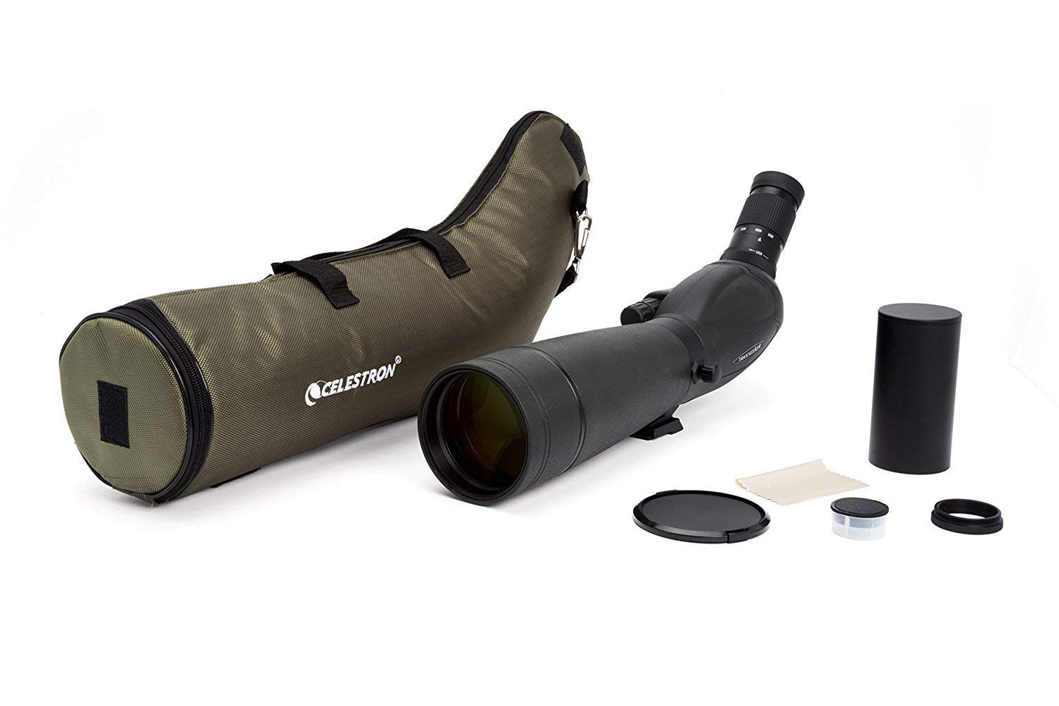 Celestron – TrailSeeker 80mm Angled Spotting Scope – Fully Multi-Coated XLT Optics – 20-60x Zoom Eyepiece – Waterproof & Fogproof – Rubber Armored