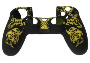 yueton totem pattern soft silicone gel rubber grip protective skin case cover for ps4 controller (yellow)