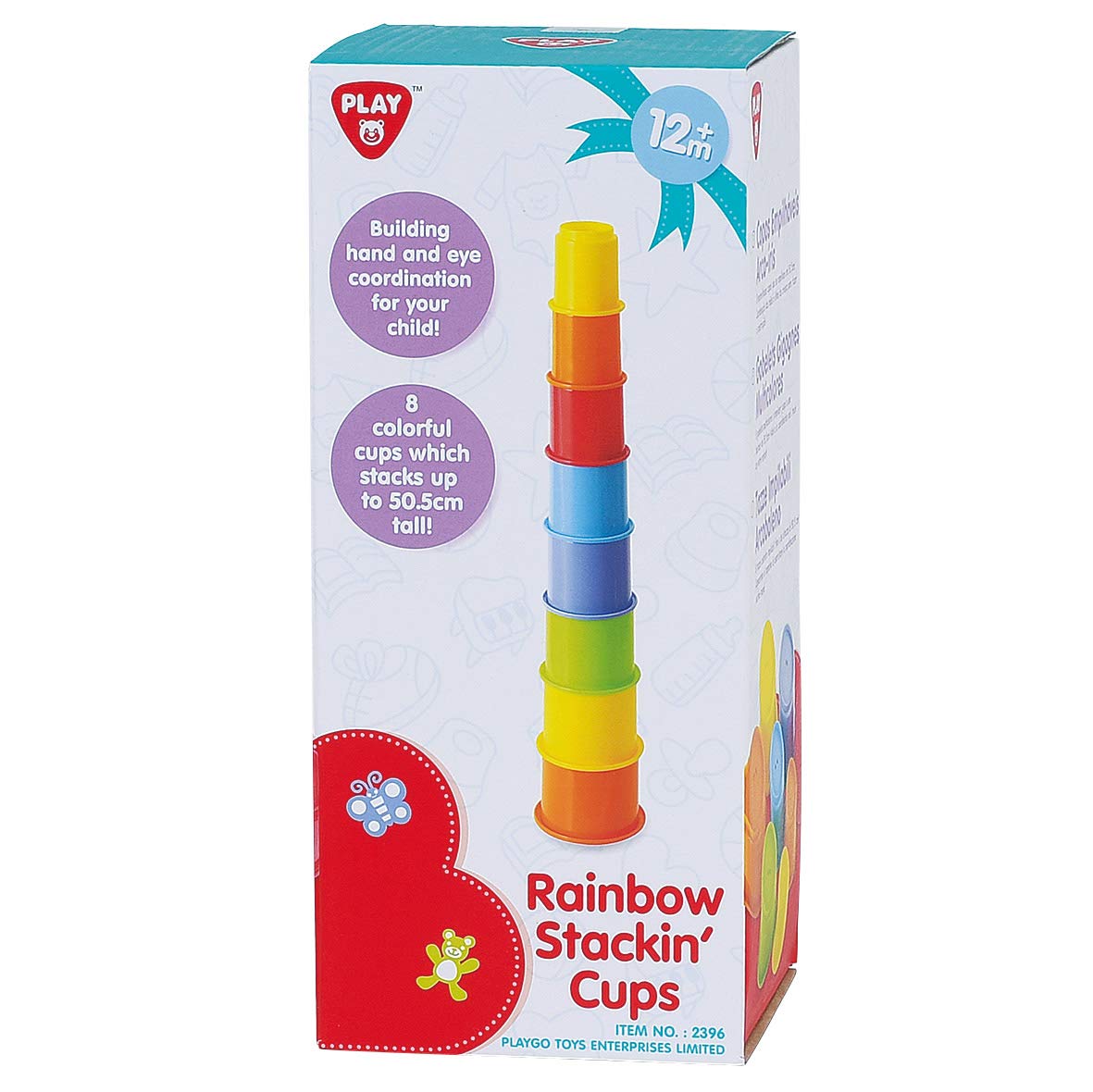 Play My First Year Rainbow Stacking Cups Baby Toys Educational Toddler Toys Top Blocks Game Kit BPA Free Toys for 1 2 3 4-5 Year Old Girls Boys, Black (2396)