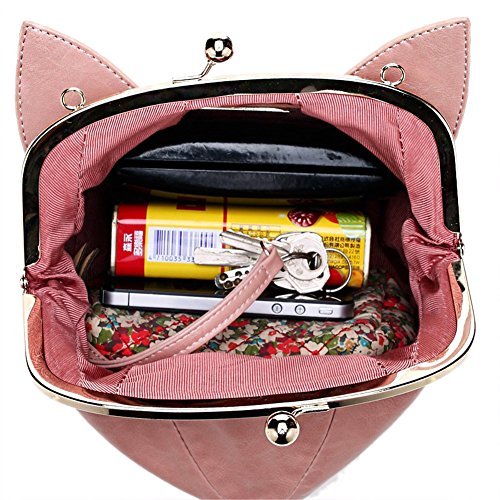 JHVYF Women Vegan Casual Crossbody Bag Purse Small Cute Cat Ear Sling Shoulder Bags Wallet Black